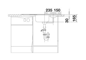 Sudopera BLANCO TIPO 9 E prirodna dorada, ugaona sudopera - KuhinjaShop
