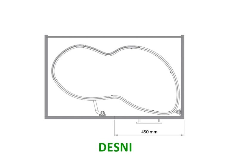 ŽIČANI ZA UGAONI ELEMENT BUBREG, za front 45cm, sa usporivačem ...